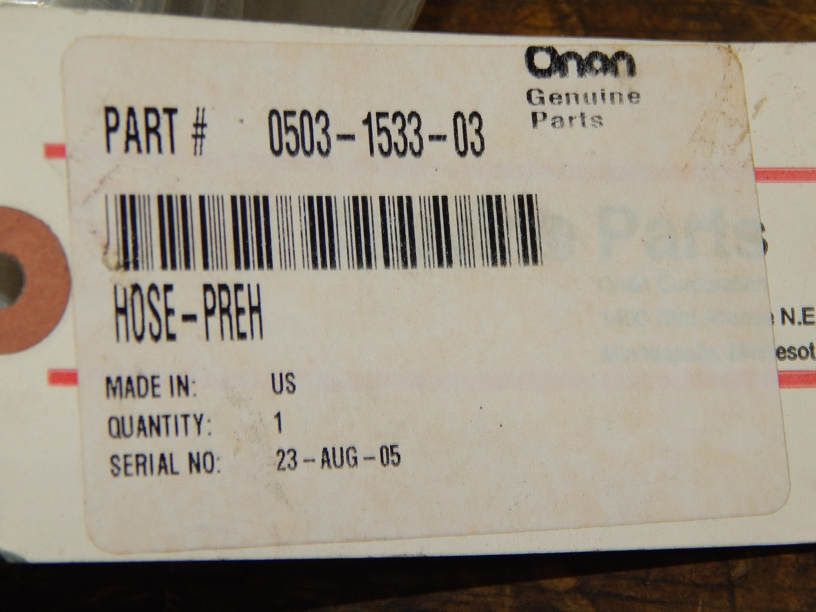 Onan Genuine 503-1533-03 RV Generator Choke Heater Tube OEM Part ...