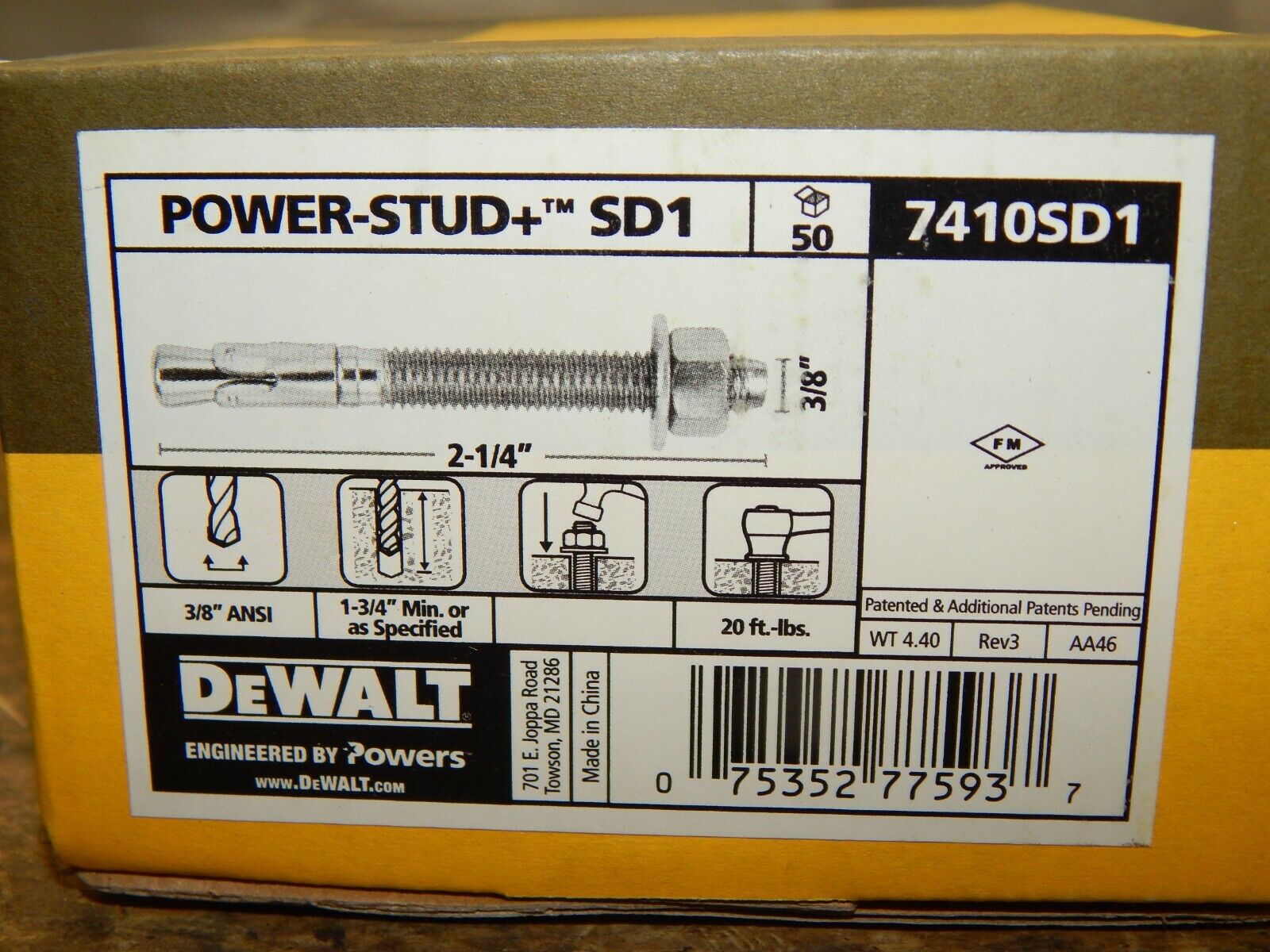 Dewalt Power Stud 2 1/4" x 3/8" 7410SD1 (50 in a box) – Adams Small ...