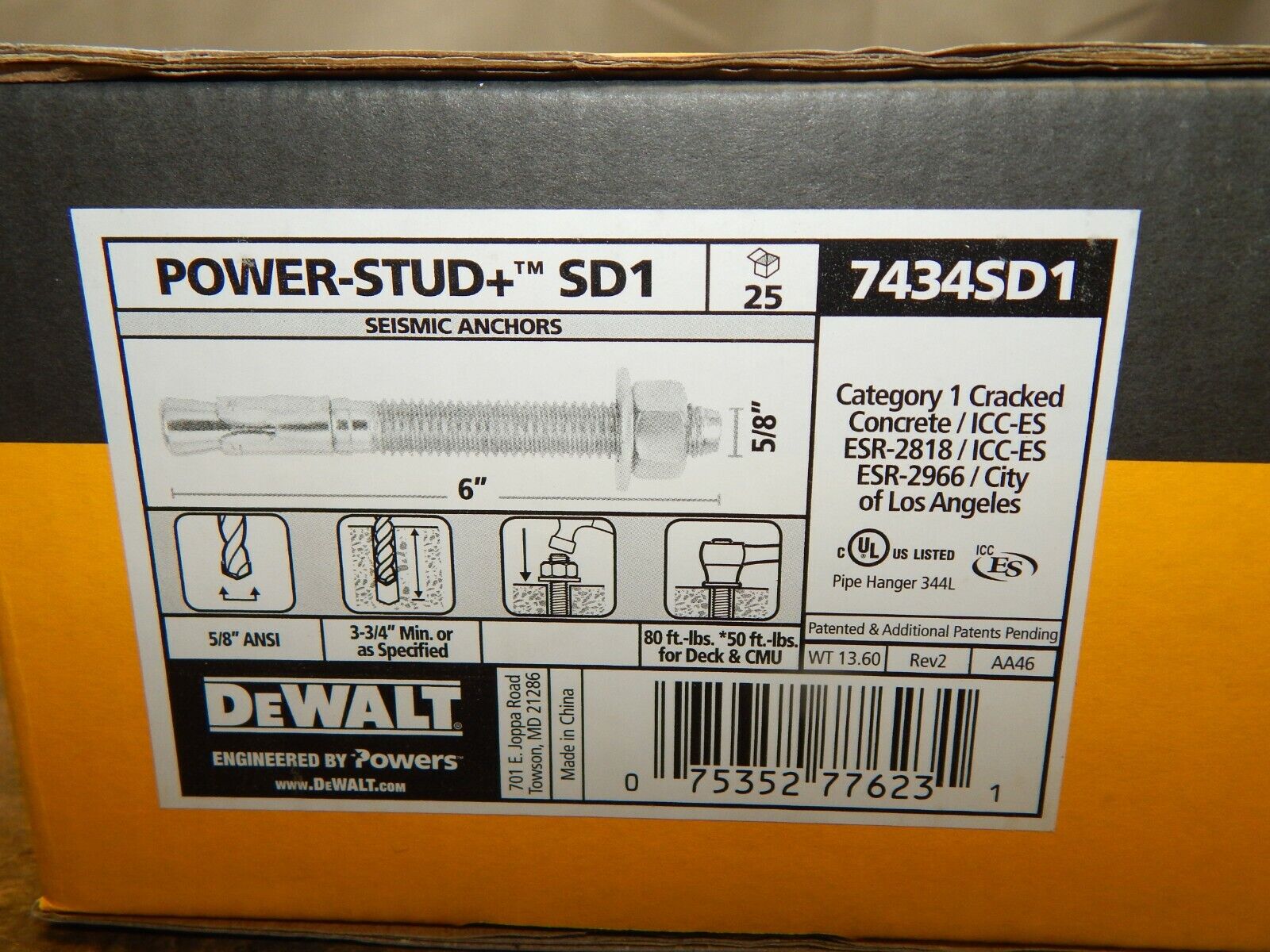 Dewalt Power Stud 6" x 5/8" 7438SD1 (25 in a box) – Adams Small Engine LLC