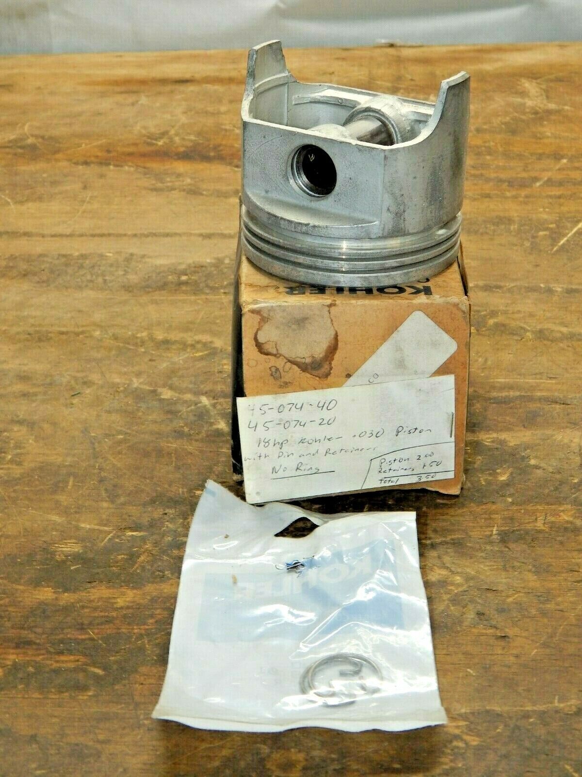 #109-Kohler 45-074-20 OEM Piston w/ Pin & Keepers only- .030" oversize ...